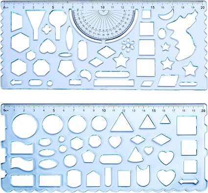 Amazon.com: 2pcs Plastic Drawing Templates Geometric Rulers Polygon ...