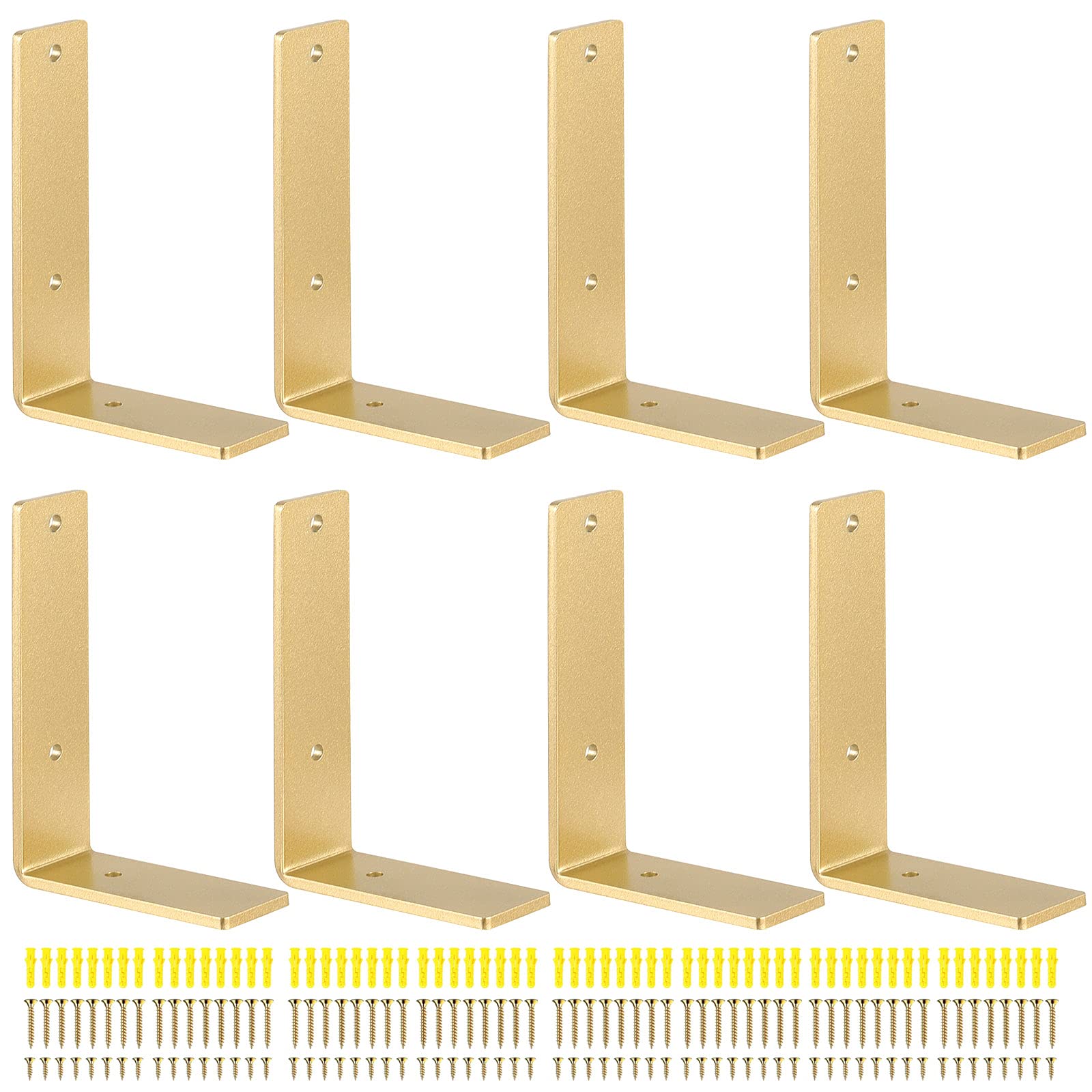 SEUNMUK 8 Pack Gold Heavy Duty Brackets 6 x 4 Inch, Industrial Gold ...