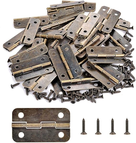 YCSJ 60 Pieces Antique Small Hinges Hardware with 240 Pieces ...