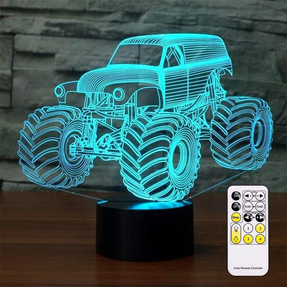 Amazon.com: 3D Optical Illusion Monster Truck Night Light Toy Lamp ...