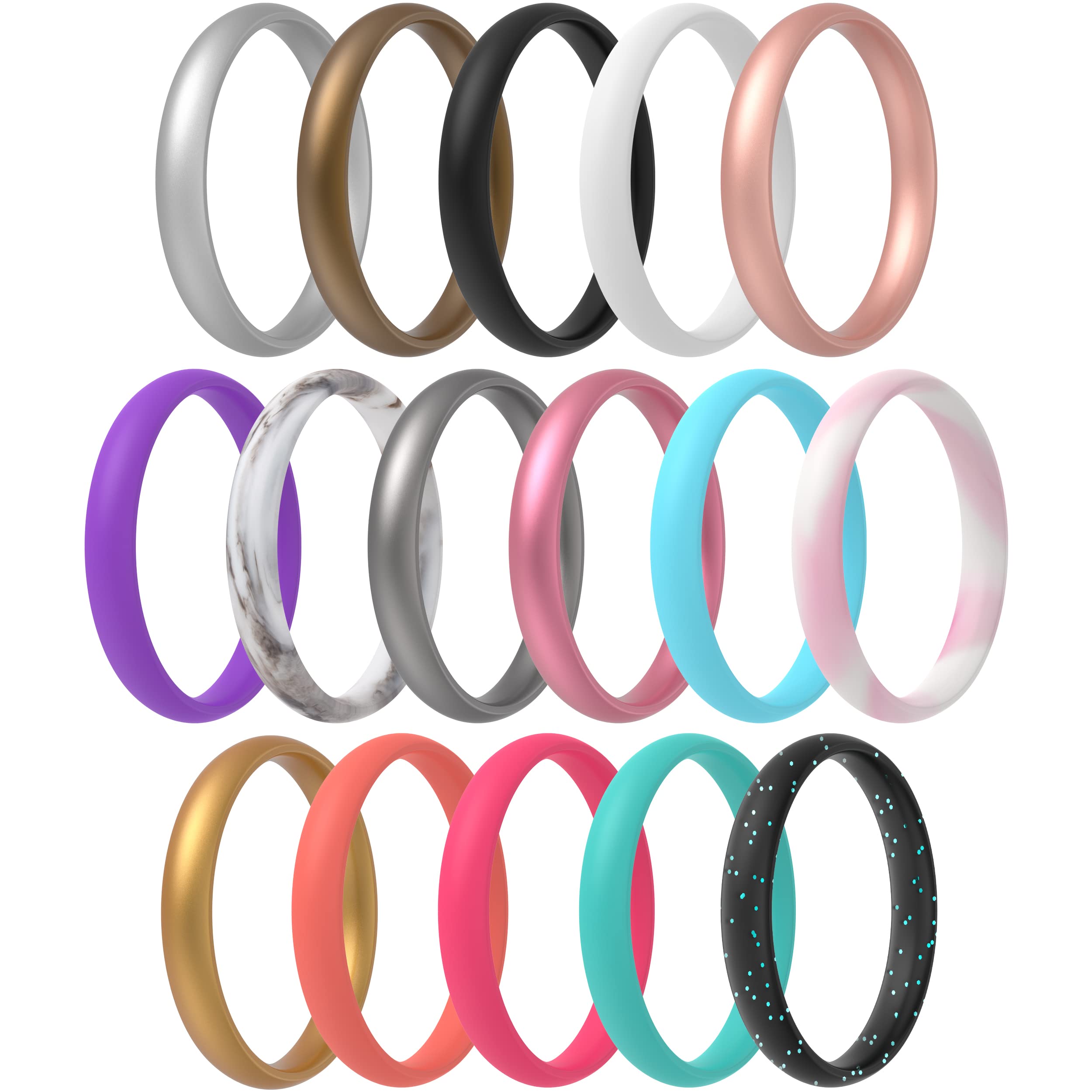 ThunderFit Super Thin Stackable Silicone Rings Wedding Bands for Women ...