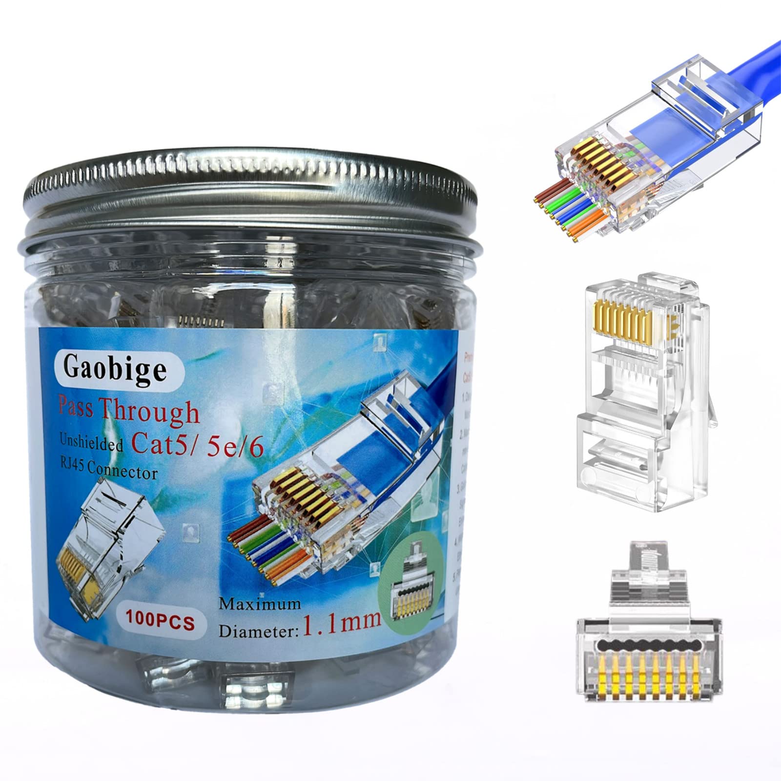 Mua 100-PACK RJ45 Pass Through Connectors, RJ45 Ends, Cat5 Cat5e Cat6 ...