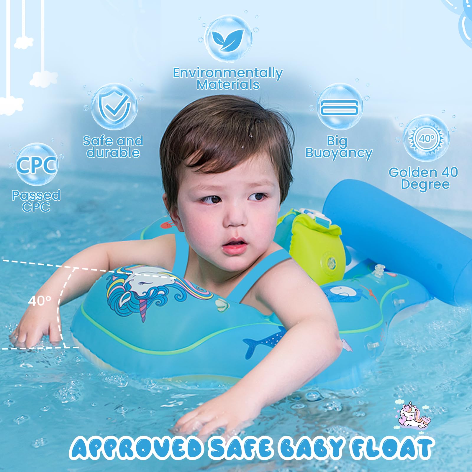 Mua Baby Swimming Pool Float with Canopy UPF50+ Sun Protection, Airbag ...