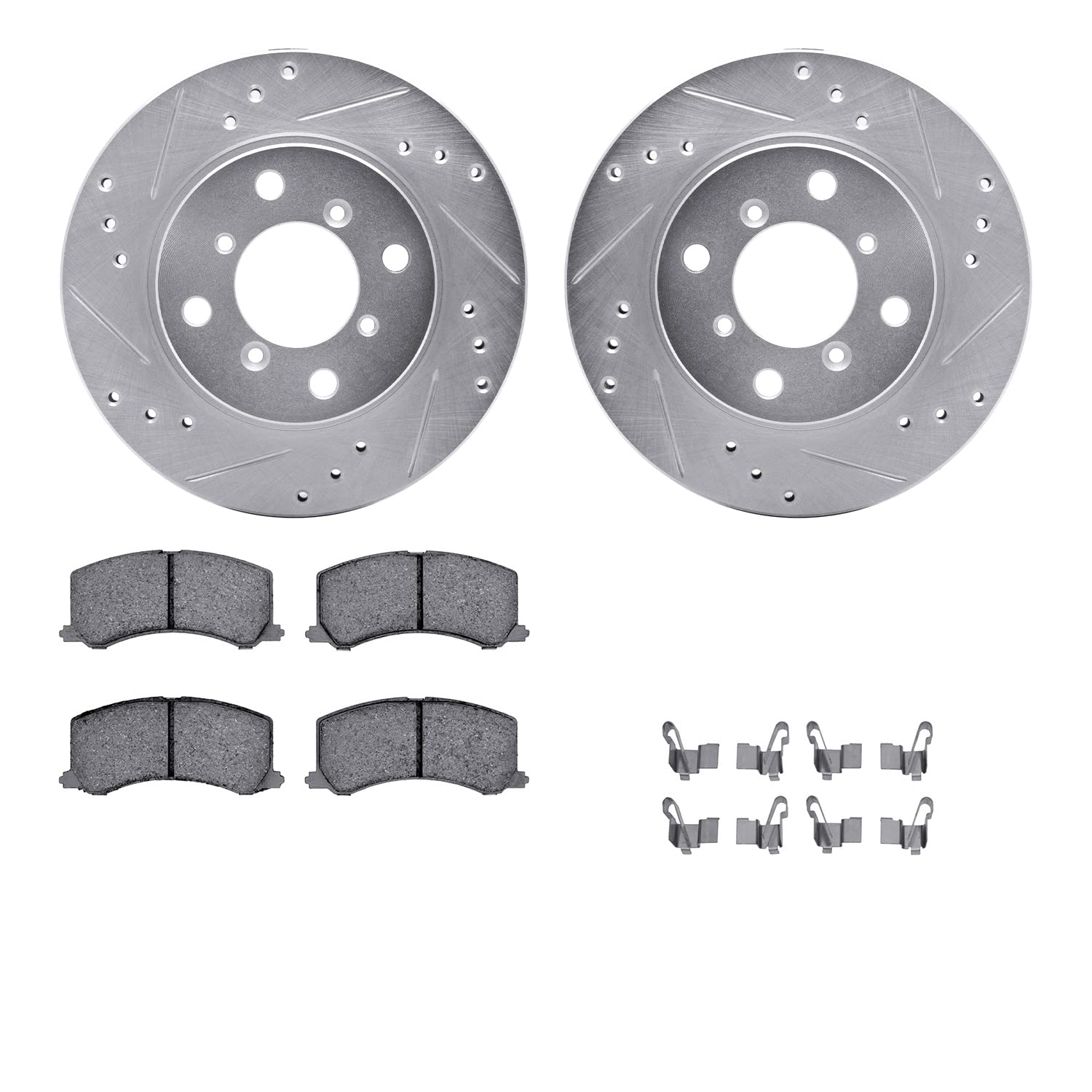 Dynamic Friction Company Front Brake Rotors Drilled and Slotted Silver ...