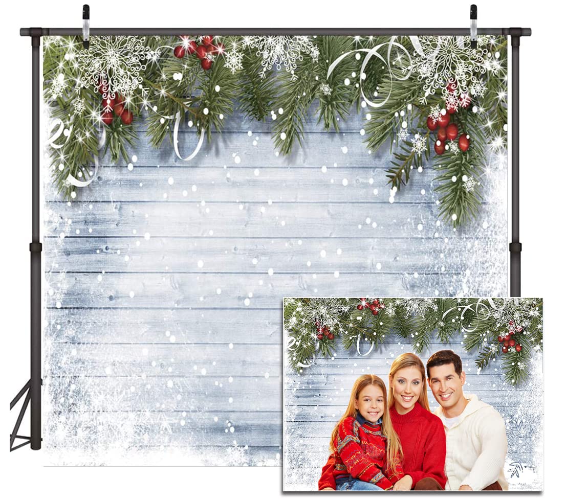 Dudaacvt 8x8ft Christmas Photography Backdrops Wooden Wall White Snow ...