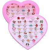 Amazon.com: PASEMM 24pcs Little Girl Jewel Rings, Adjustable, No ...