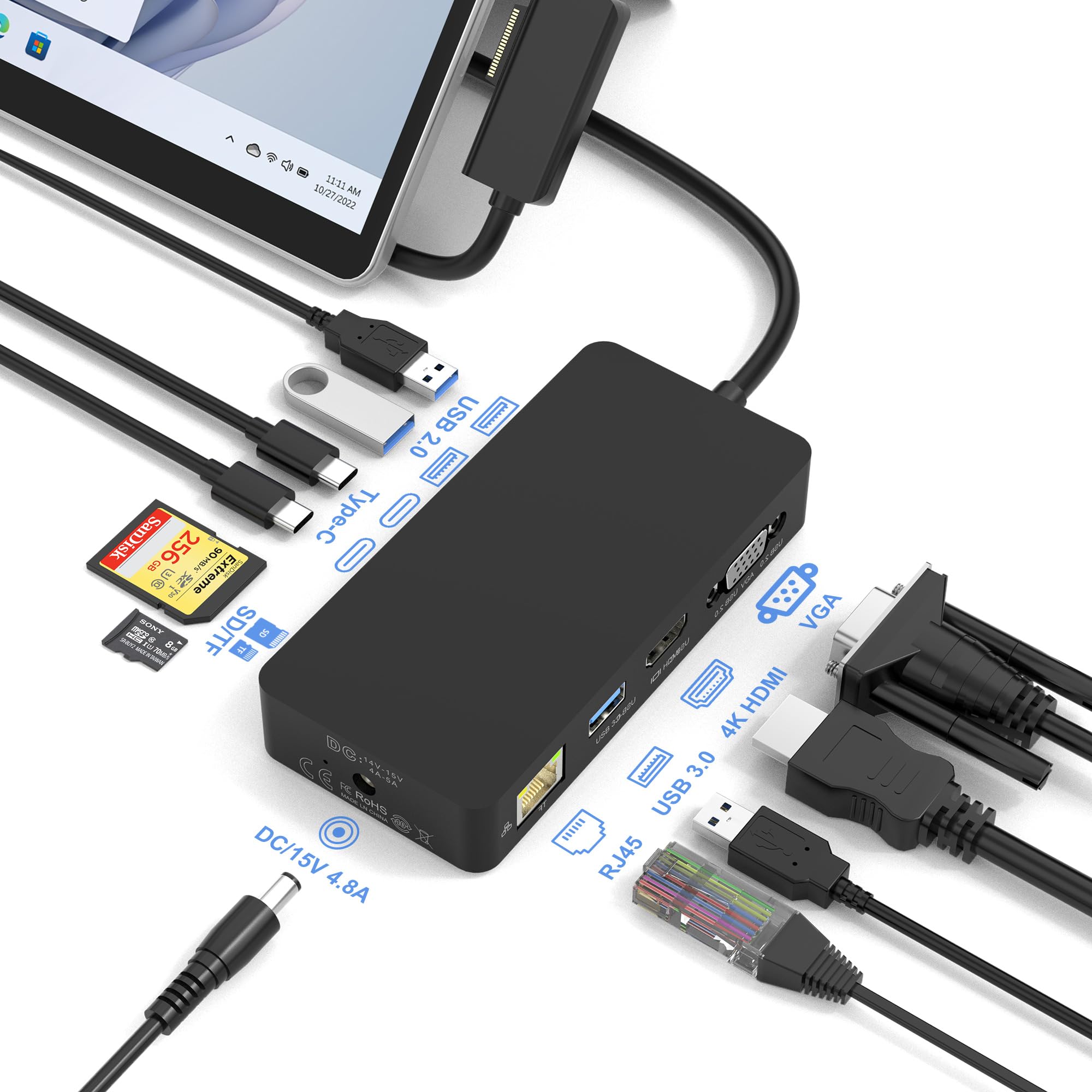 Mua Surface Docking Station, 11-in-1 Triple Display (4K HDMI +VGA) Microsoft Surface Dock with ...