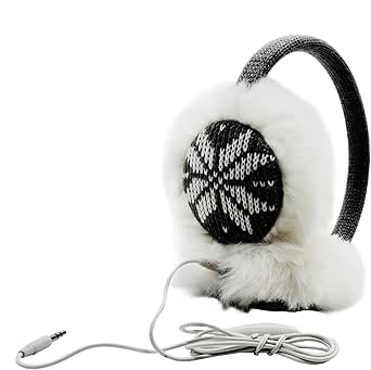Women Lady's Knitted Snowflake Designer Faux Fur Ear Muffs Headphones ...