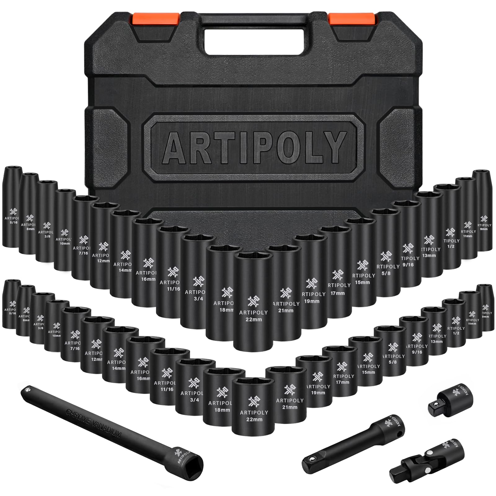 Mua 3/8in Impact Socket Set, 6-Point Deep and Shallow Socket Set, 48 ...