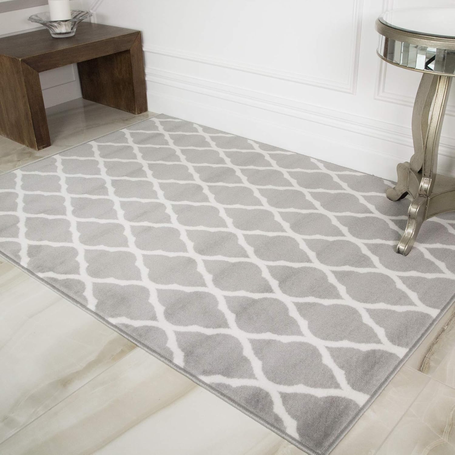 Milan Classic Traditional Grey Brown Taupe Cream Geometric Trellis ...