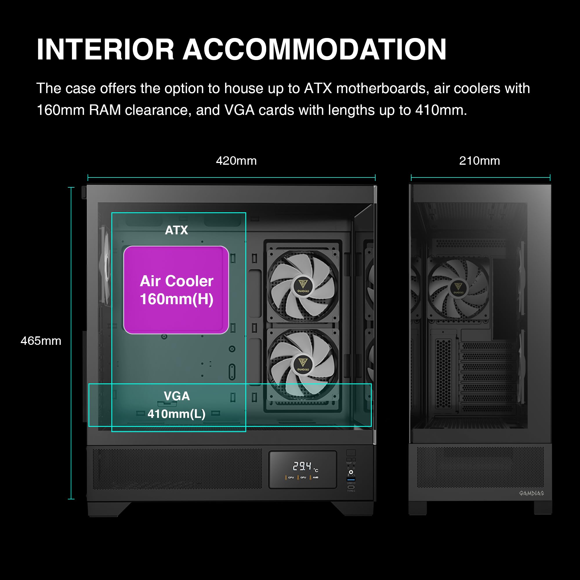 Mua Mid Tower Gaming Computer Case w/Display& App, ATX Tempered Glass ...