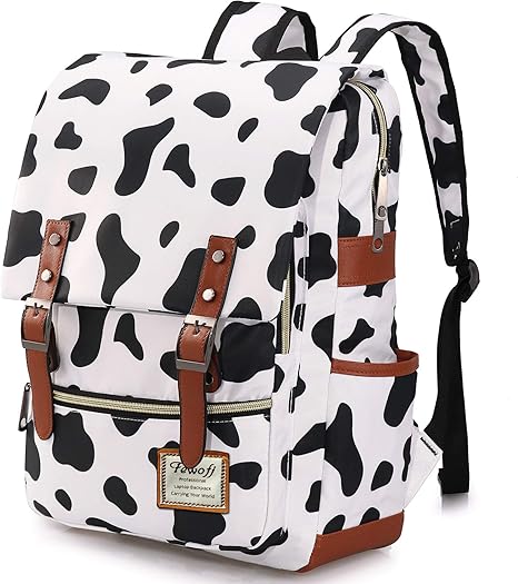 Cow Print Girls School Bag, Womens College Bags Laptop Backpack ...