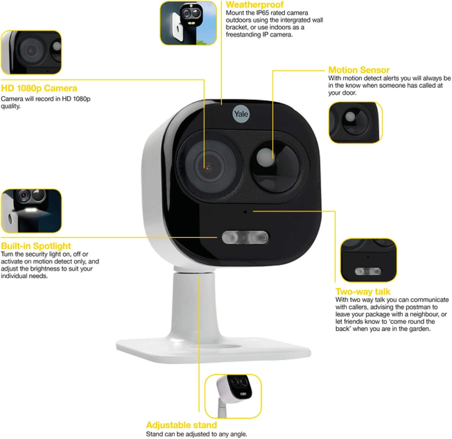 Yale SV-DAFX-W – All-in-One Indoor and Outdoor Camera 1080p – Detect ...