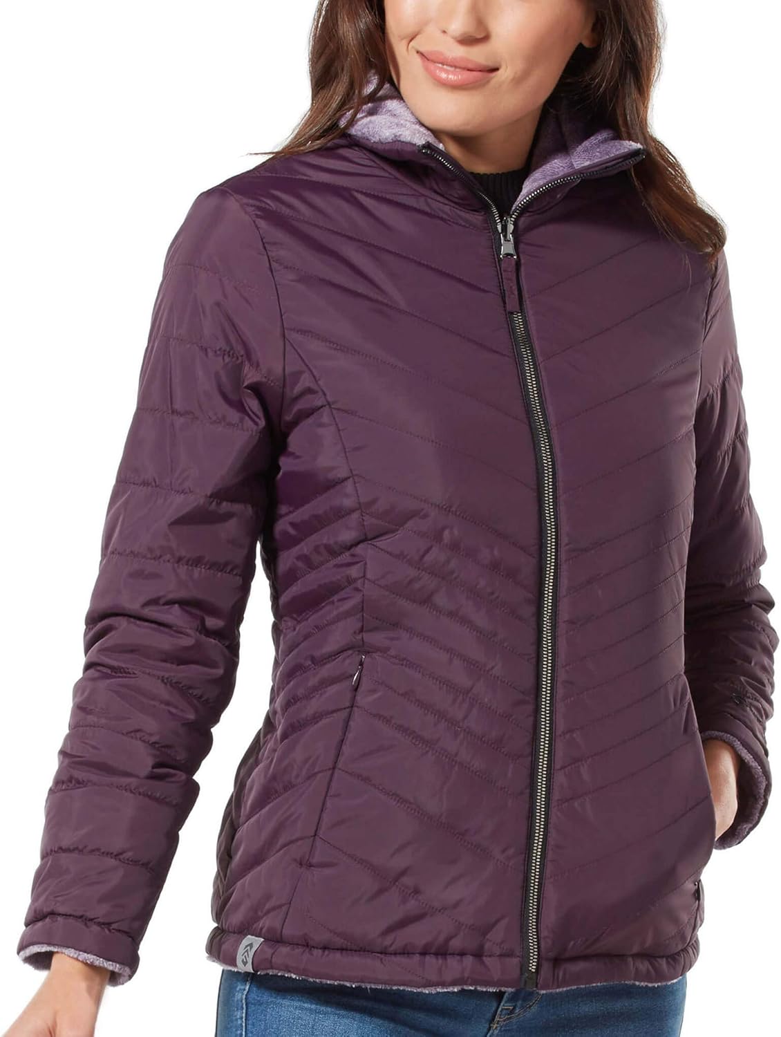 Free Country Women's Cloud Puffer Jacket (Purple Pattern, Medium) at ...