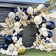 Amazon.com: Navy Blue White Balloons Double Stuffed Royal Blue Gold Pearl Balloon Arch Kit Dark ...