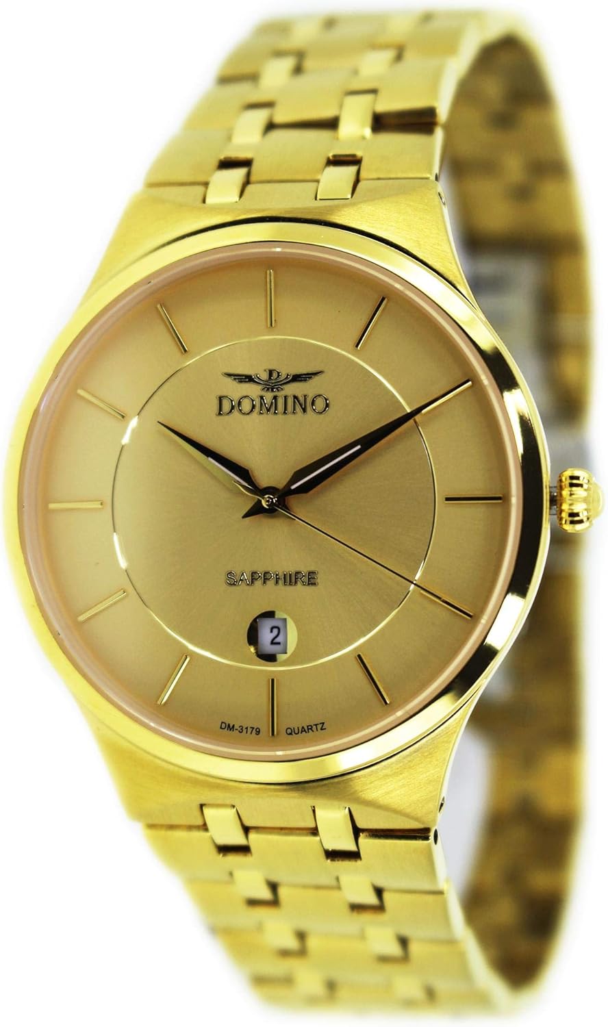 Domino Men's Stainless Steel Watch Gold Dial DM-3179GG: Buy Online at ...