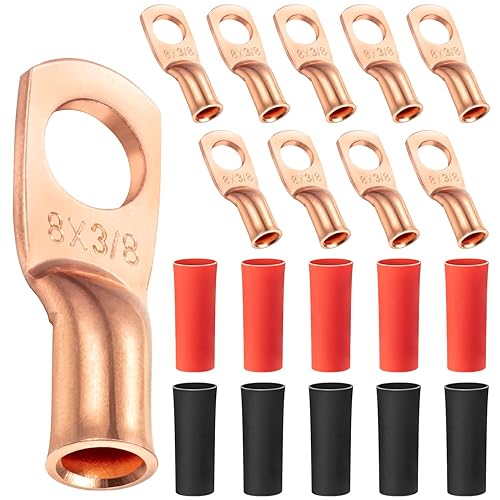Maxdot 10 Pack UL Test Wire Lugs 8 Gauge Stud Ring Terminals Heavy Duty ...
