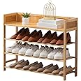 Amazon.com: latifolia Bamboo Shoe Rack, 4-Tier shoe rack organizer for ...