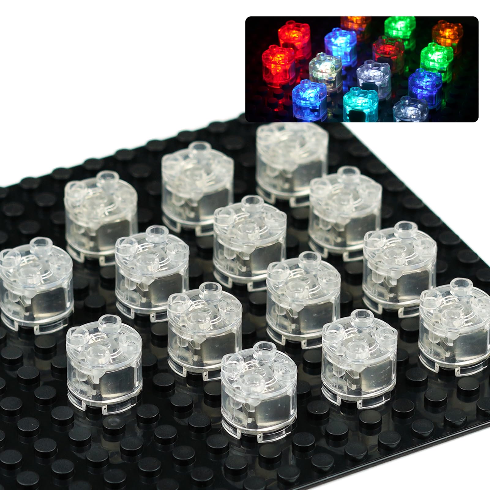 Bricks Accessories Kits, 2x2 Classic Transparent LED Light Brick Pack ...