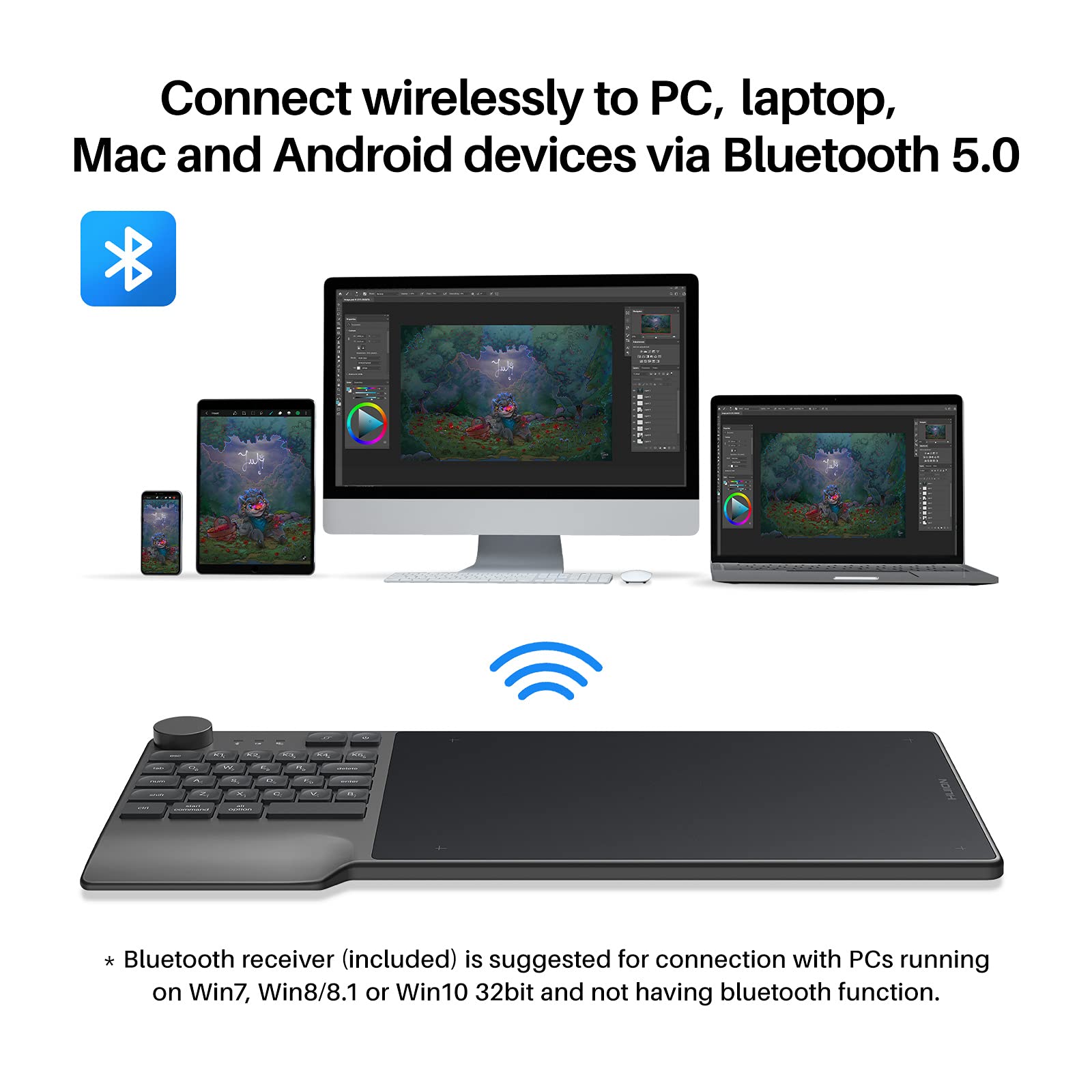 Mua Wireless Drawing Tablet HUION Inspiroy Keydial KD200 Bluetooth ...