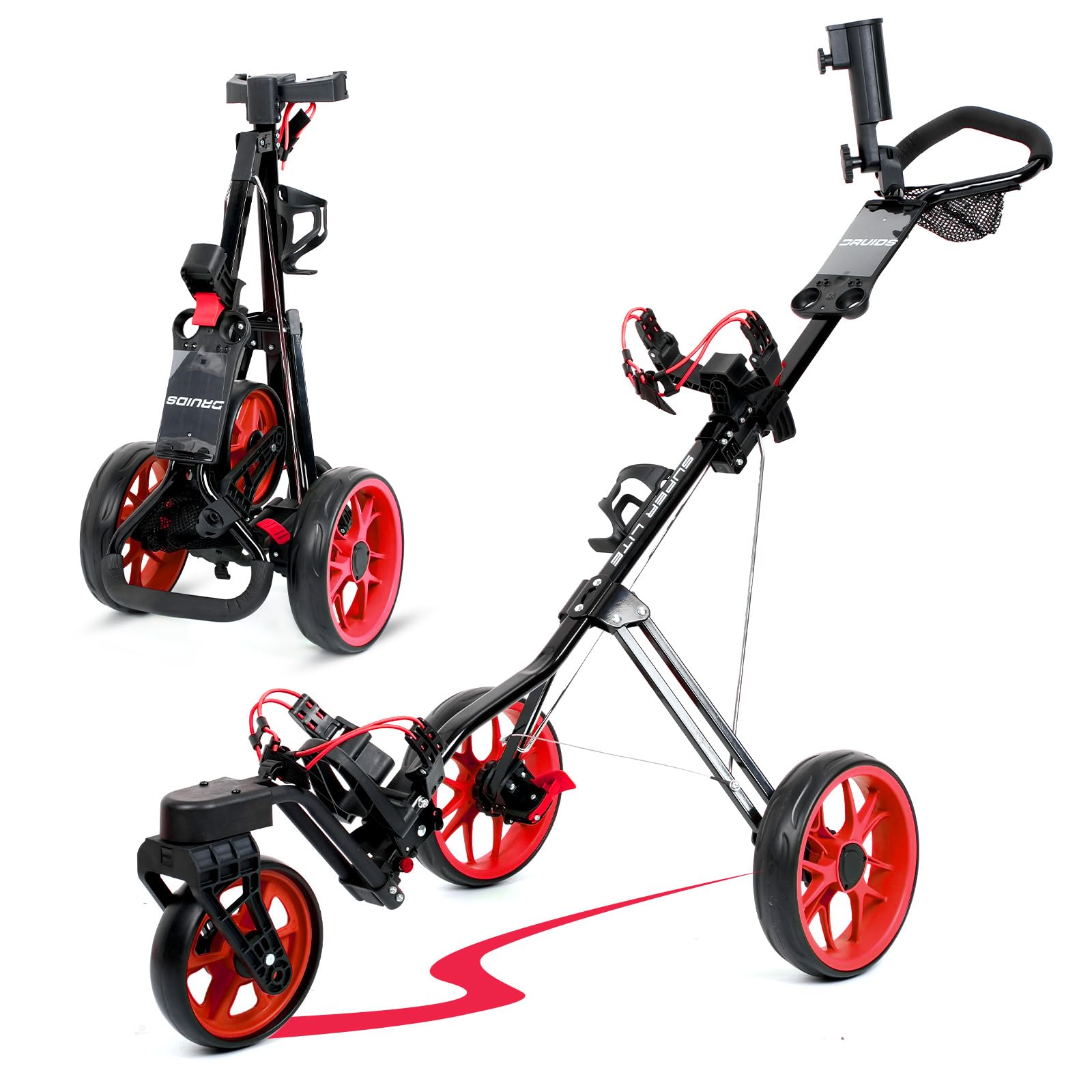 DRUIDS Golf Pull Cart 360 : 3 Wheel Swivel Golf Cart, Super Light Golf ...