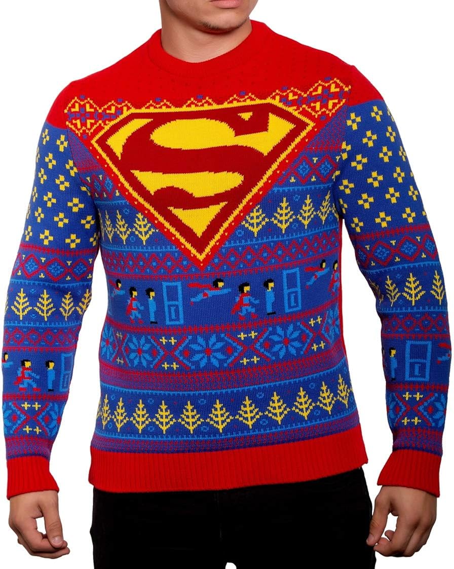 Official Superman Knitted Christmas Jumper (XXXLarge): Amazon.co.uk ...
