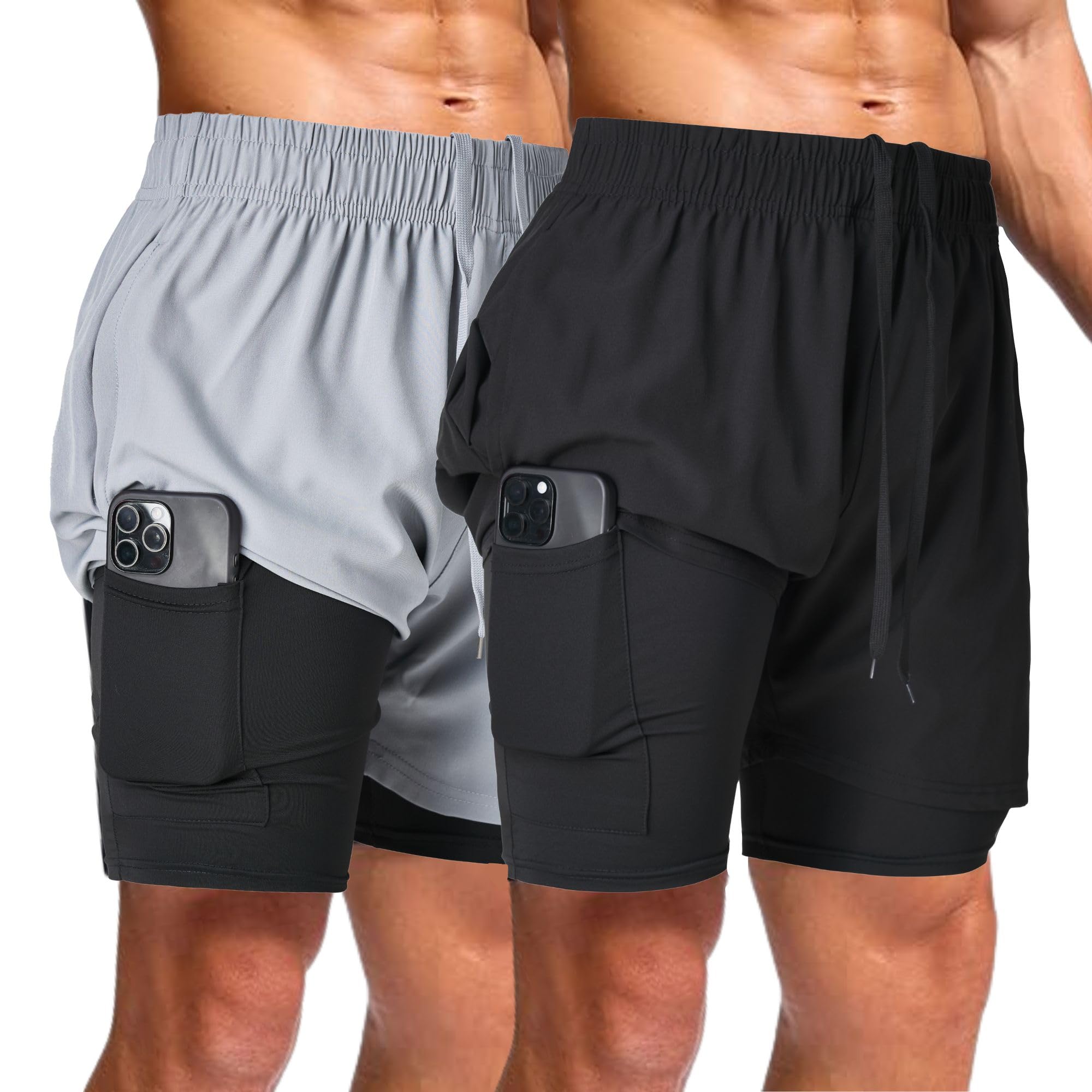 Ultra Performance Men's Athletic 2 in 1 Compression Shorts 2 Pack Mens ...