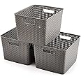 Amazon.com: EZOWare 18 Qt Woven Plastic Storage Baskets, Large ...