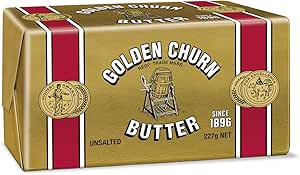 Golden Churn Foil Wrapped Unsalted Butter, 227 g (Pack of 60): Amazon ...