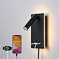 MOLUOLA LED Wall Lamp Wall Mounted Reading Lights, Adjustable Headboard Plug in Wall Sconce with ...