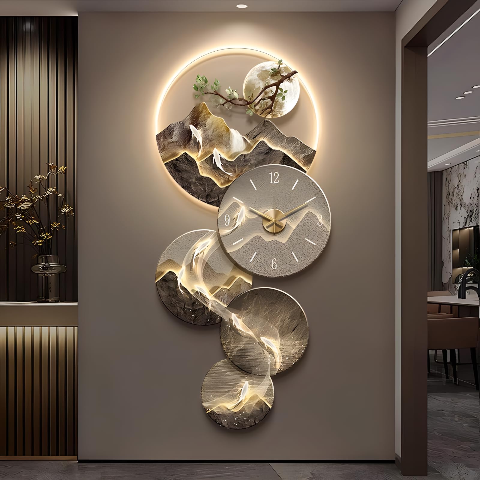 SQXLXDD 3D Wall Art Decor Clock, Large Wall Hanging Sculpture Painting ...