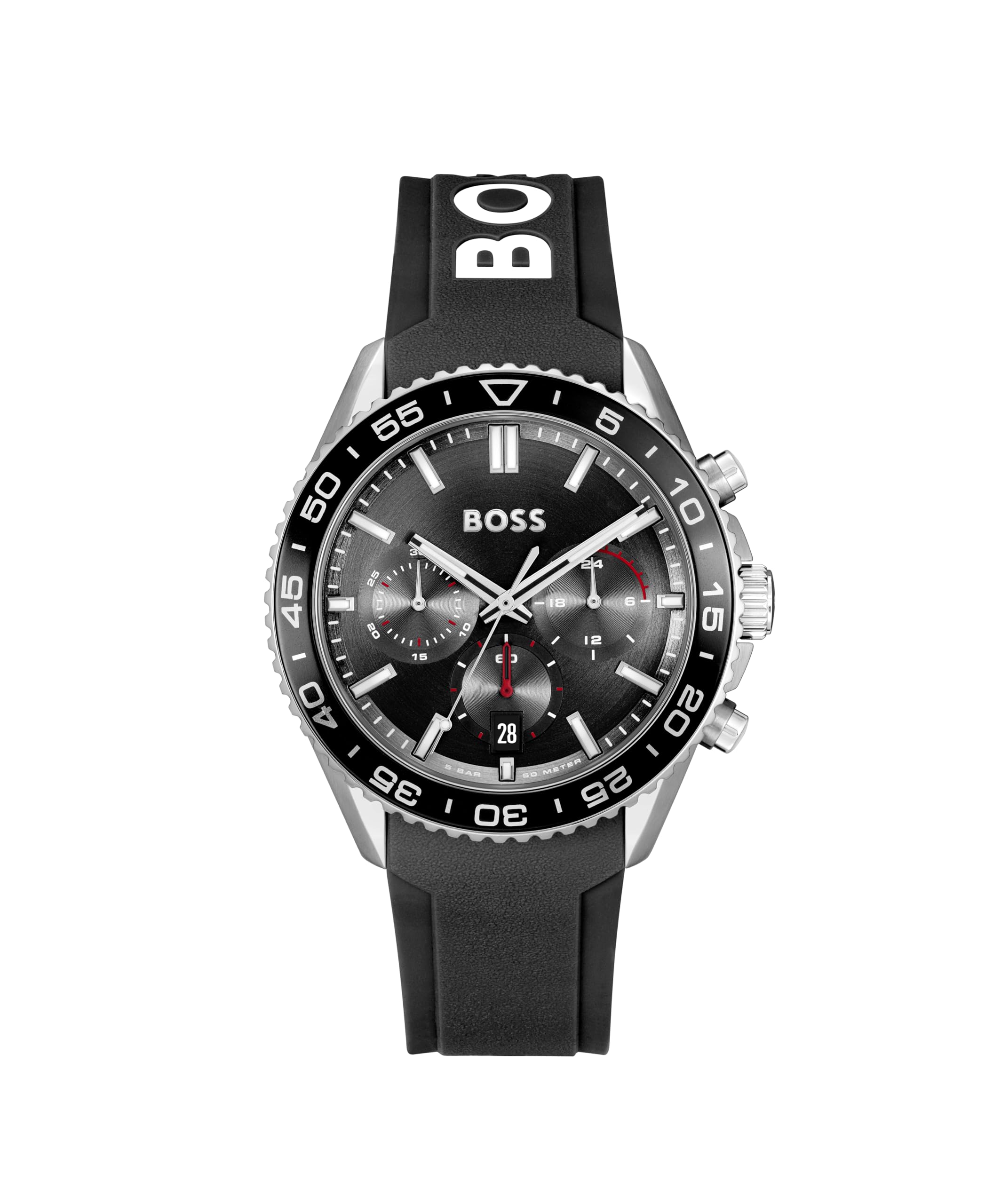 BOSS Runner Men's 44mm Chronograph Silicone Wristwatch - Water ...