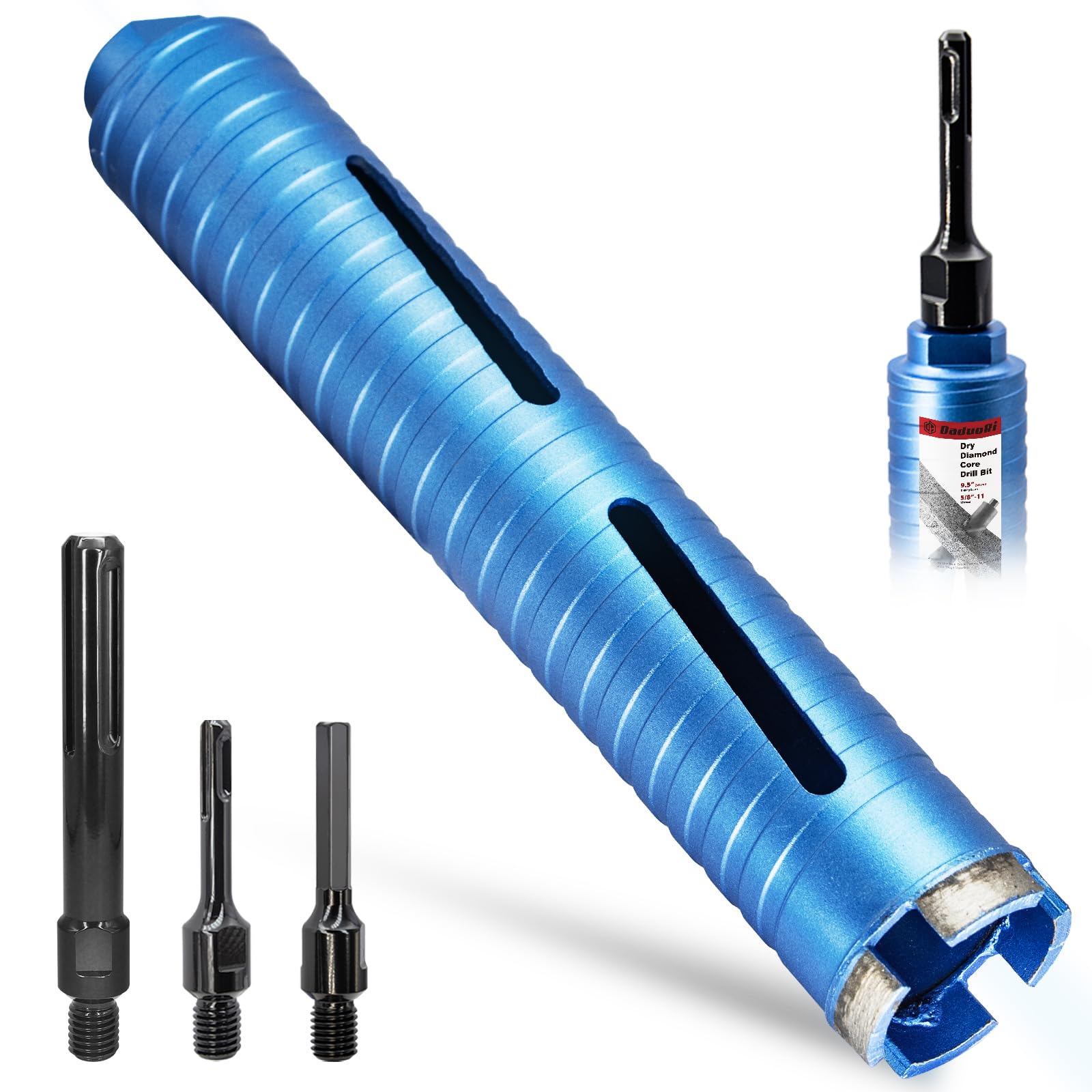 DaduoRi 2 1/2" Dry Core Drill Bit, 5/8"-11 Thread, with 3 Adapters ...