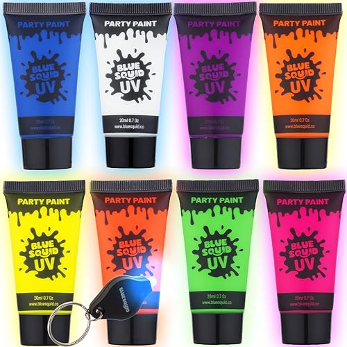Blue Squid UV Body Paint, Blacklight Glow Makeup Kit, Fluorescent Face ...