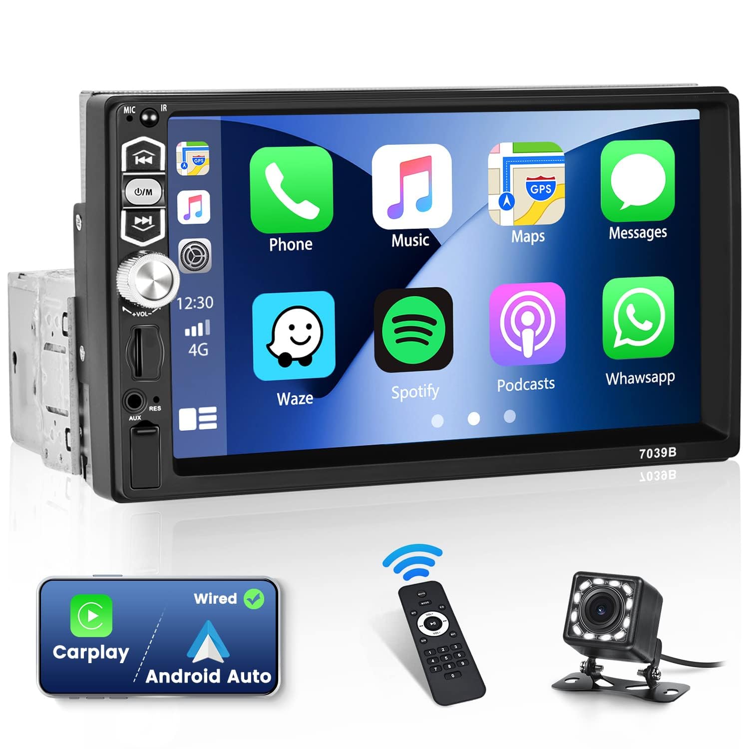 7 Inch CarPlay Single Din Touchscreen Car Radio: Android Auto Car Radio ...