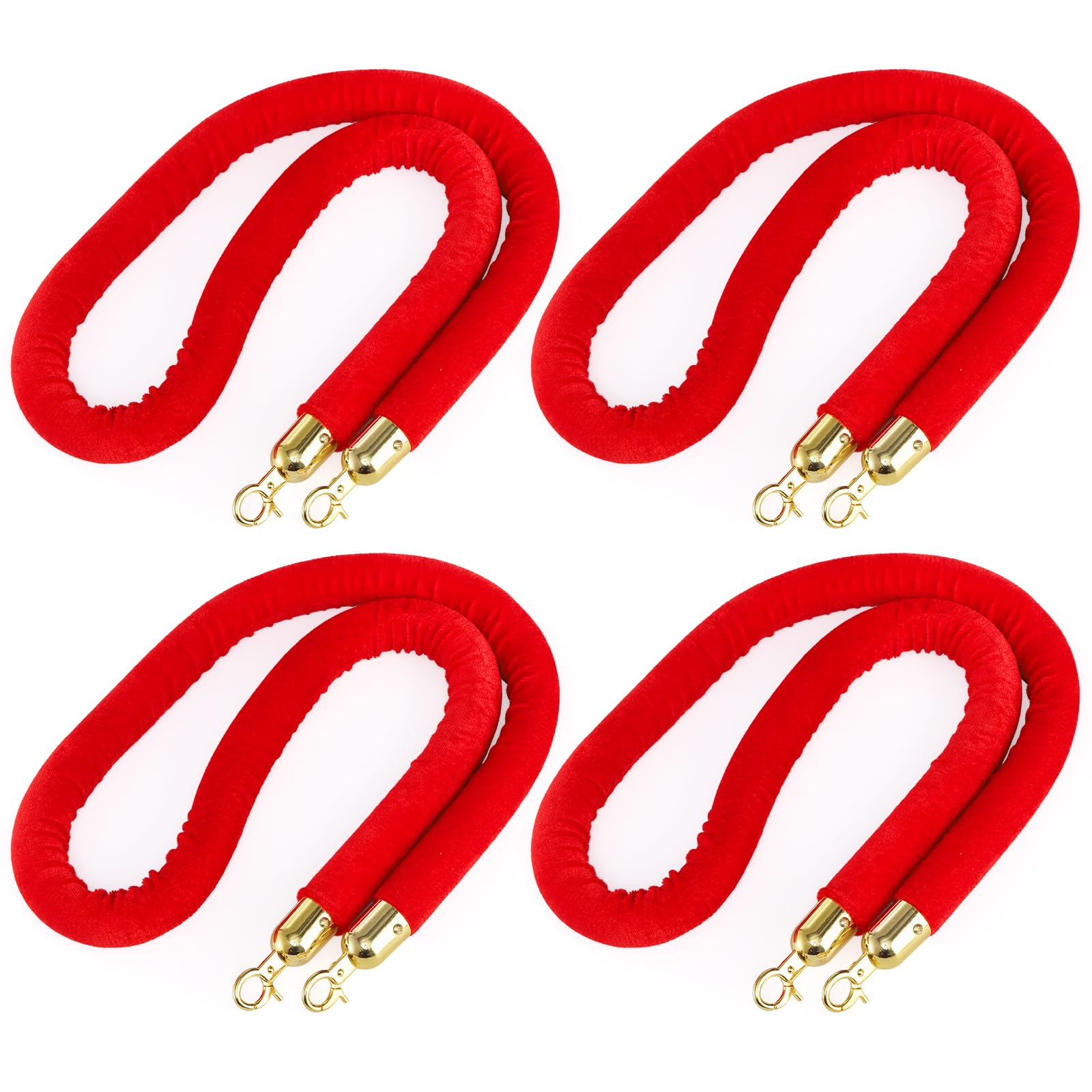 Okllen 4 Pack Red Velvet Stanchion Rope, 5 Feet Crowd Control Ropes ...