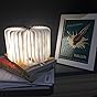 Wooden Book Lamp,Mini Folding Book Light Magnetic USB Rechargeble ...