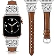 Amazon.com: TOYOUTHS Leather Band Compatible with Apple Watch Bands ...