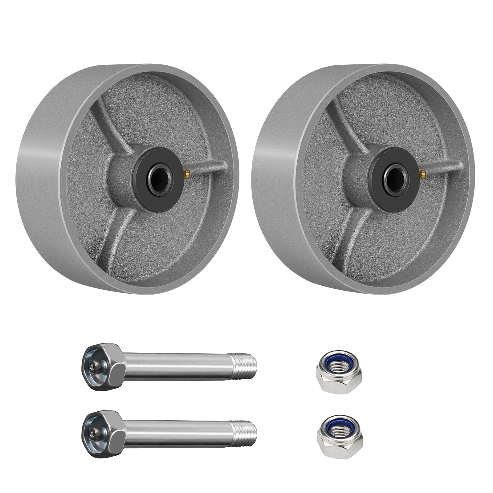HANDSAMMU 6 Inch Replacement Caster Wheels, Steel Cast Iron Wheel ...