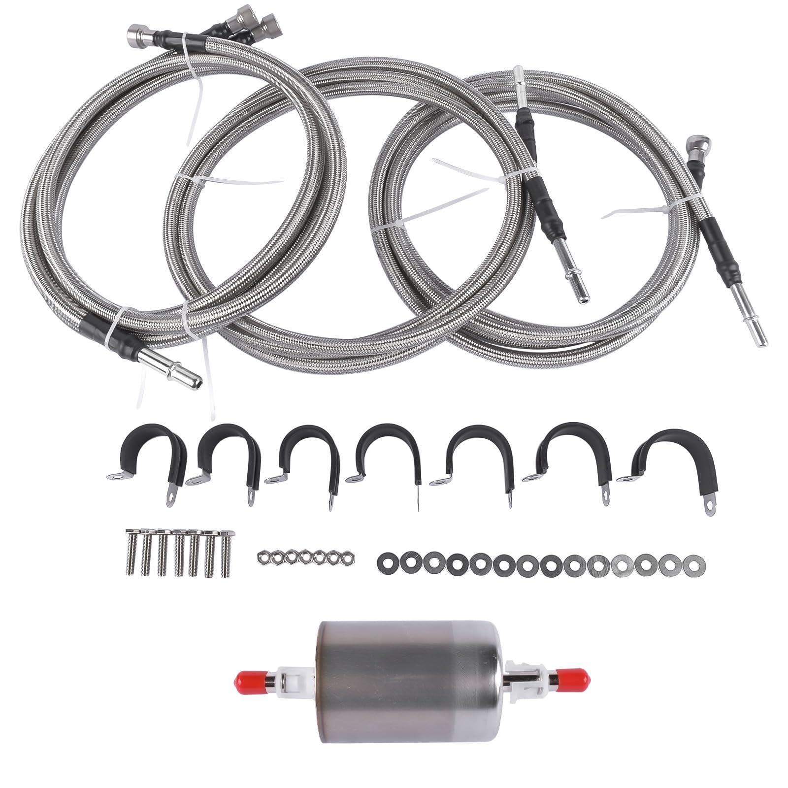 TEKKOAUTO Stainless Steel Braided Fuel Lines Kit Replacement for Chevy ...