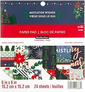 Amazon.com: Recollections Christmas Paper 6 x 6", Mistletoe Wishes