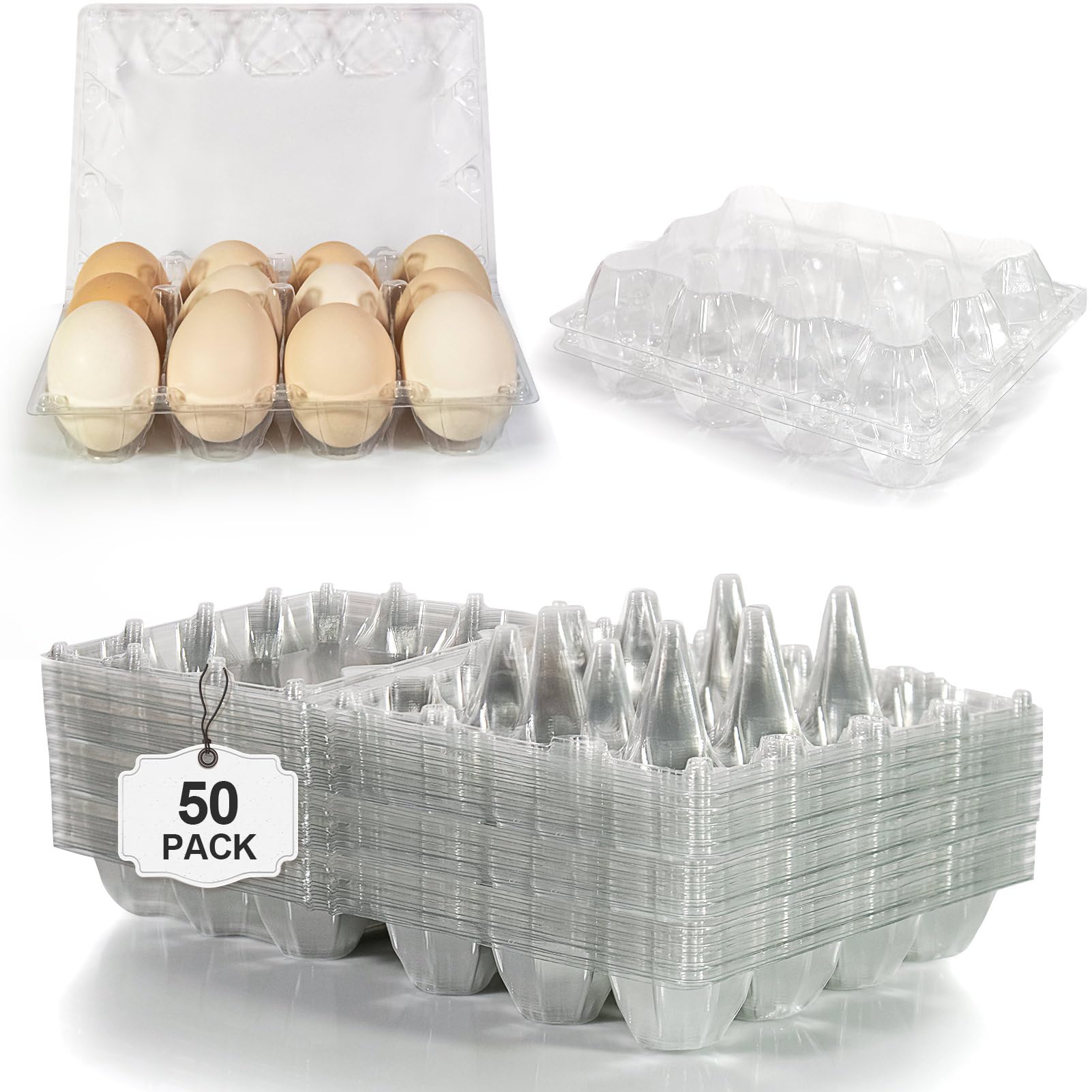 Mua 50 Pack Egg Cartons Cheap Bulk 12 Count - Holds 1 Dozen Clear Blank ...