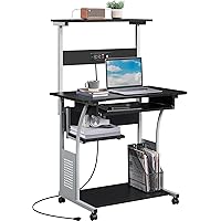 Amazon.com: Yaheetech Mobile Home Office Desk with Power Outlet and 2 ...