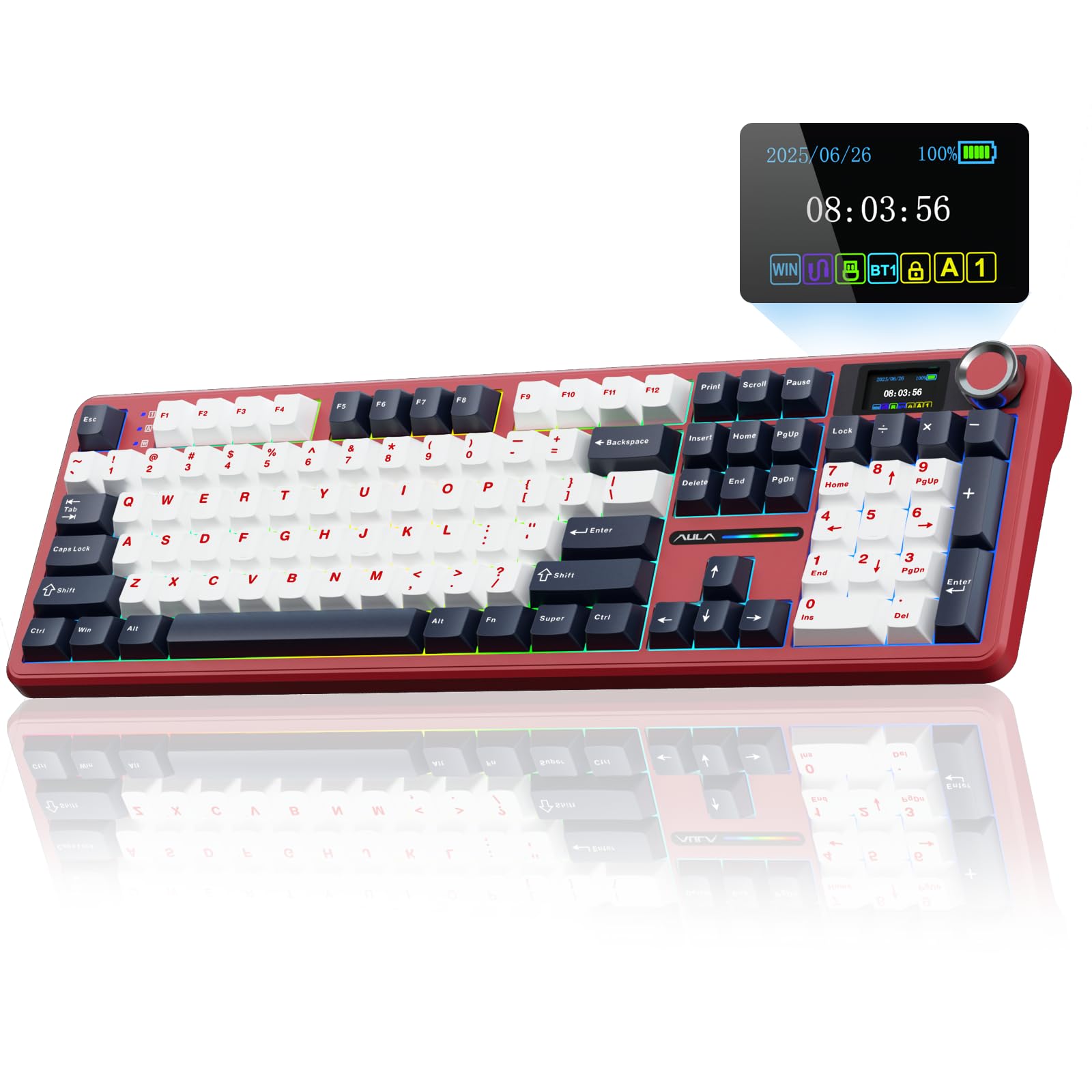 AULA F108 PRO - Wireless Mechanical Keyboard with Screen&Knob,Hot ...