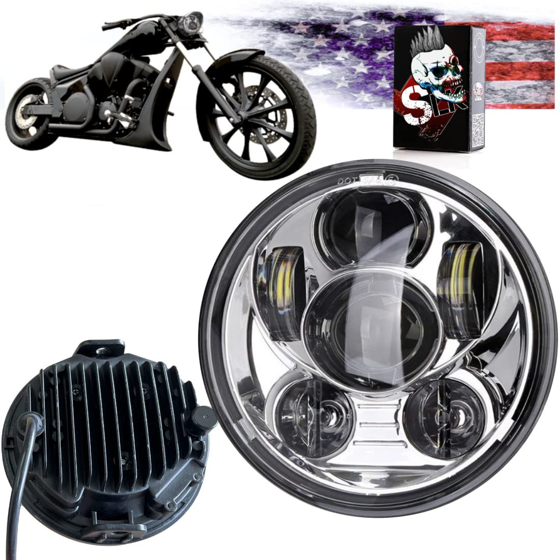Mua SLK-Lights VT1300 Fury LED Daymaker Chrome Headlight 5 3/4"- Direct ...
