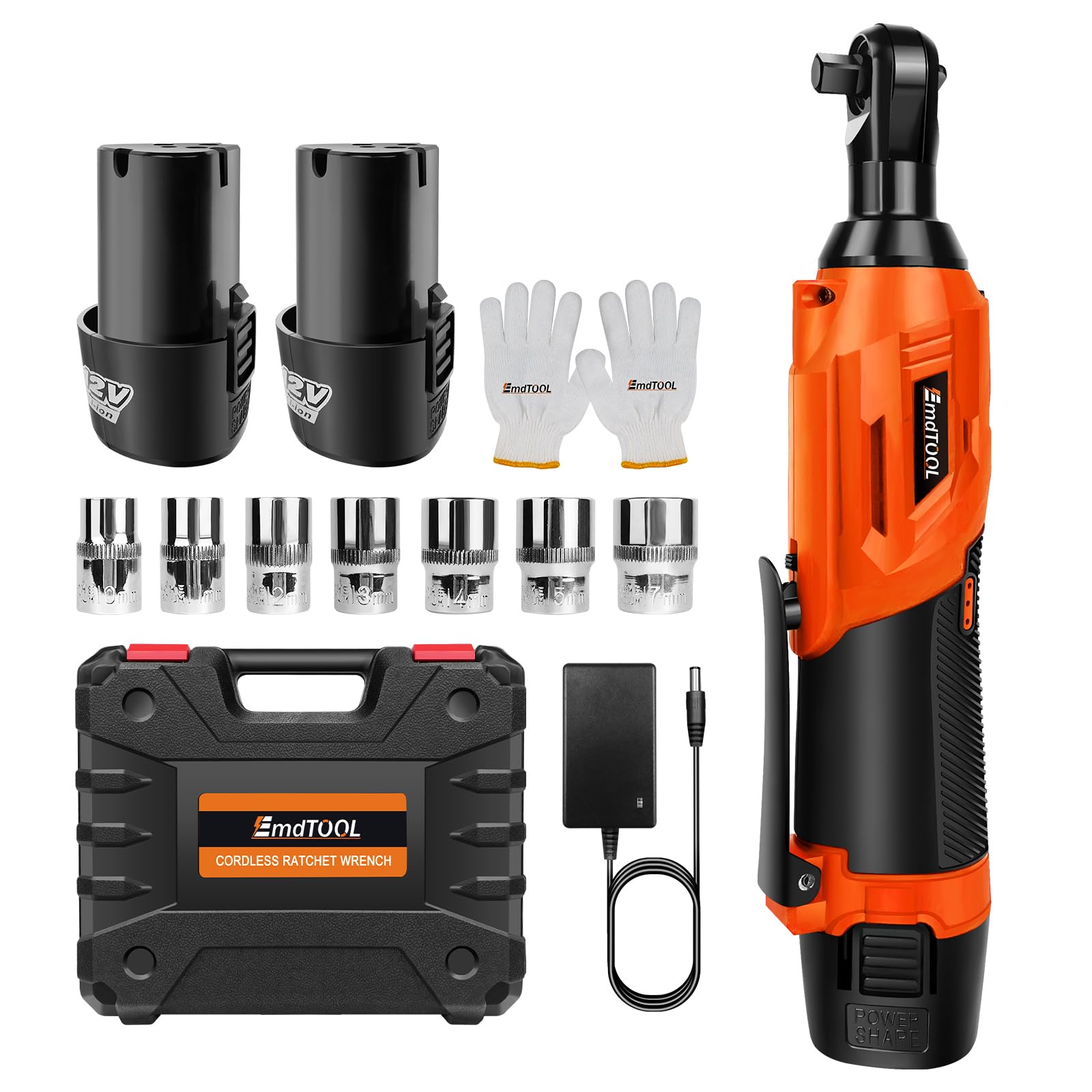HSHa 3/8" Electric Ratchet Wrench, 300 RPM 12V Cordless Battery Powered ...