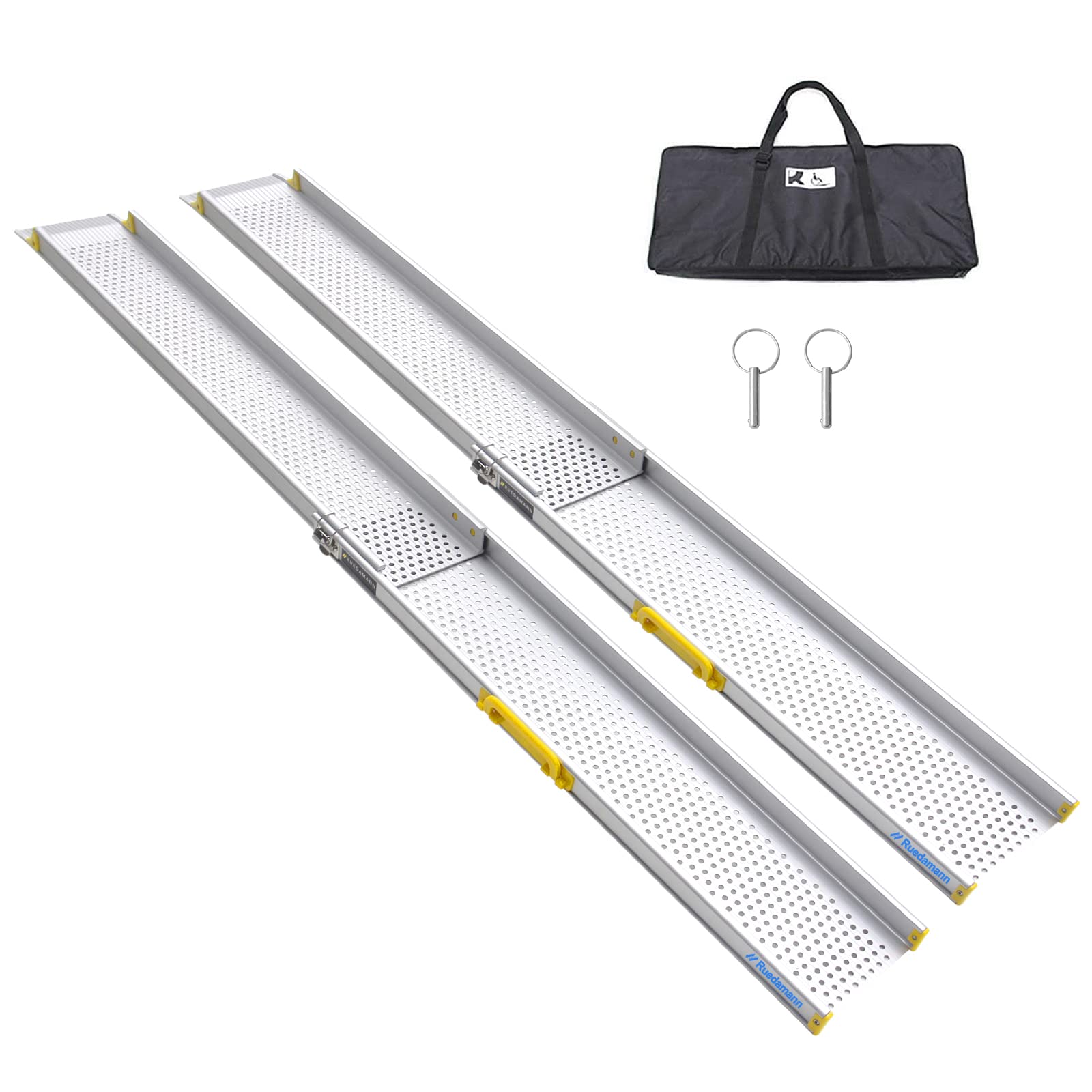 Ruedamann 8FT Portable Aluminum Wheelchair Ramp,600lbs Capacity, 8.9" W ...