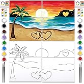 Amazon.com: VALLSIP 2 Pack Paint and Sip Canvas Painting Kit Pre Drawn Canvas for Painting for ...