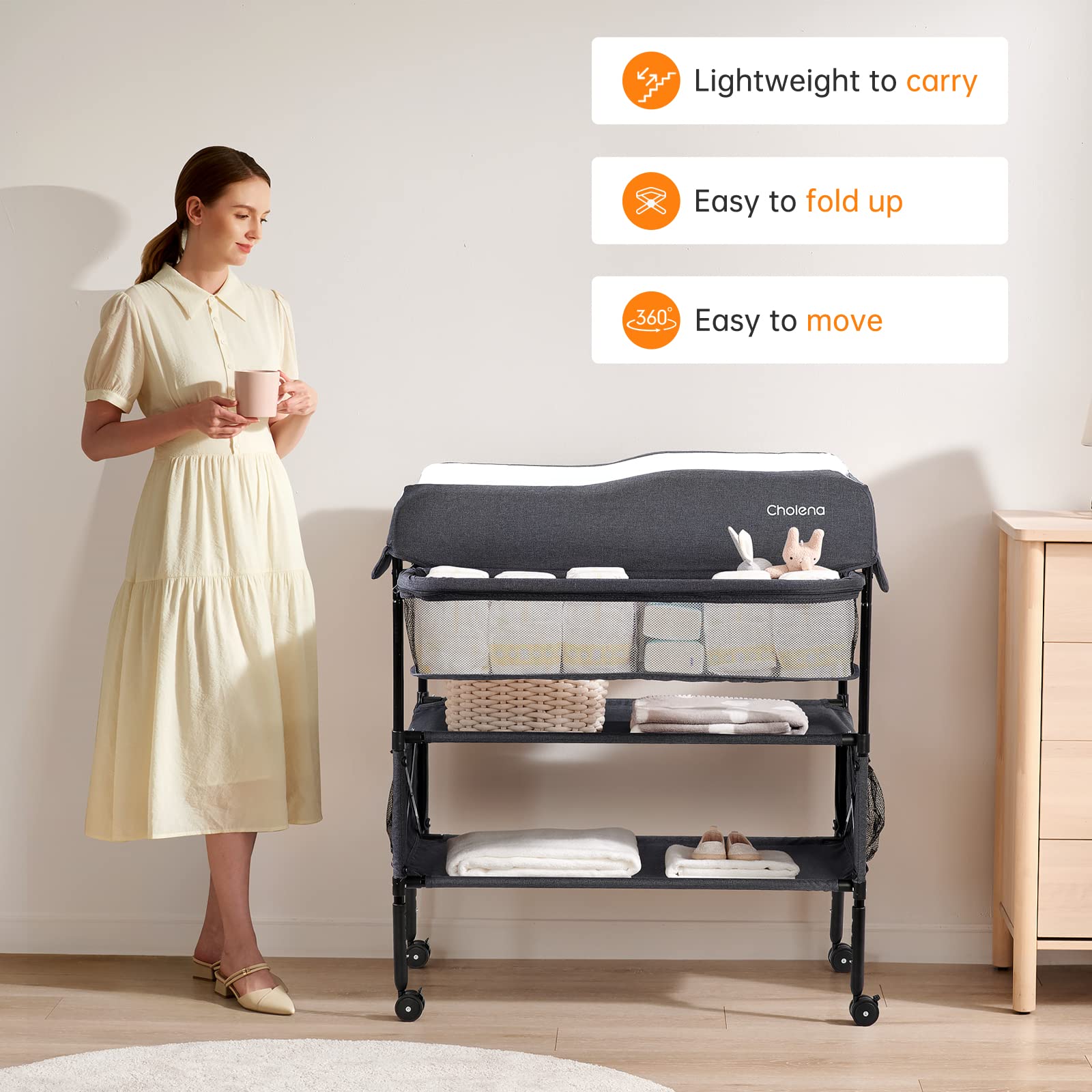 Mua cholena Changing Table Foldable Baby Changing Table, Adjustable ...