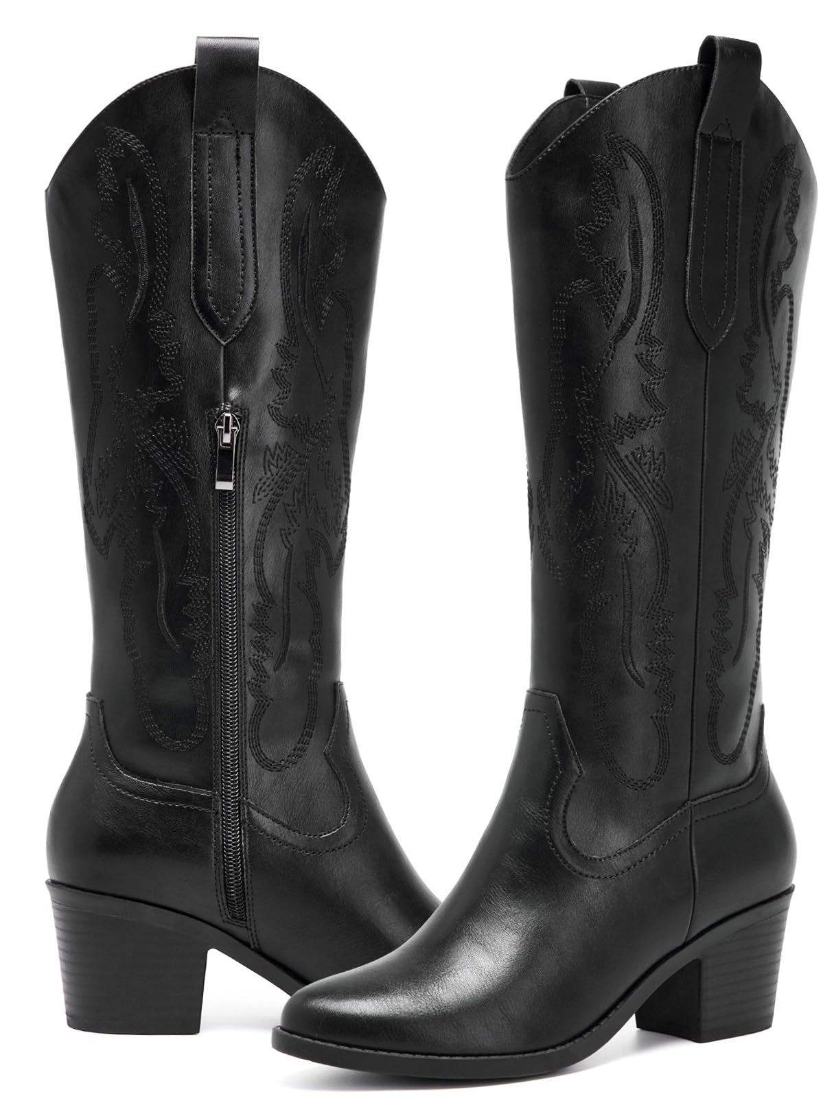 FW FRAN WILLOR Women's Cowboy Boots Knee High with Side Zipper Wide ...